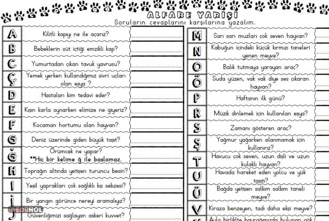 Alfabe Yarışı (Okuma Anlama So... | Eduhol - Ders Videoları İzle Online ...