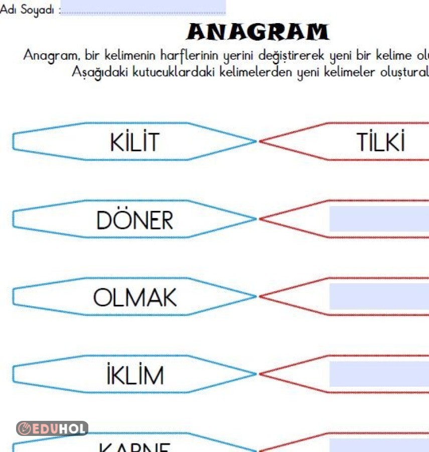 Anagram(Zeka Etkinliği) 1 | Eduhol - Ders Videoları İzle Online Test ...