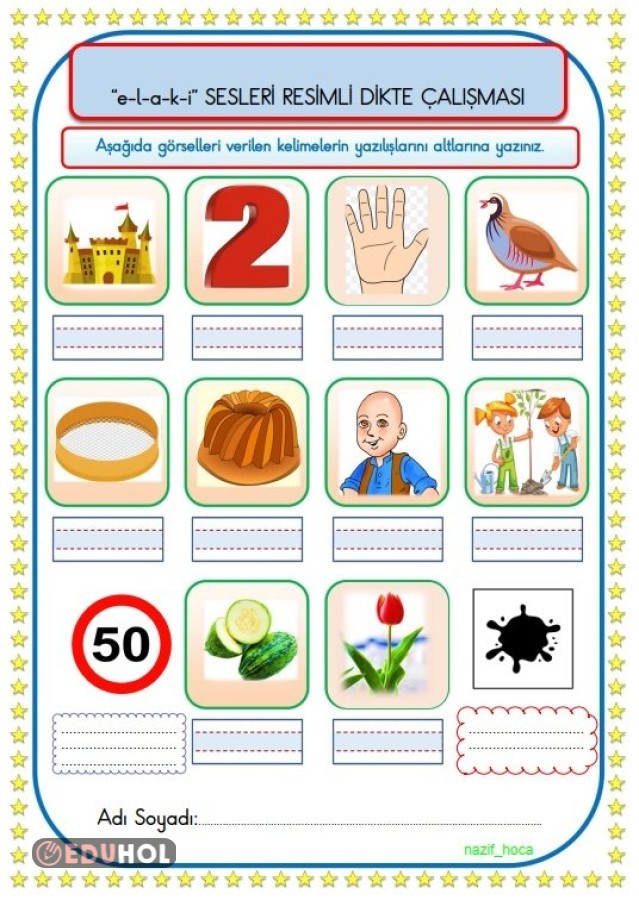 E-L-A-K-İ Resimli Dikte Çalışm... | Eduhol - Ders Videoları İzle Online ...