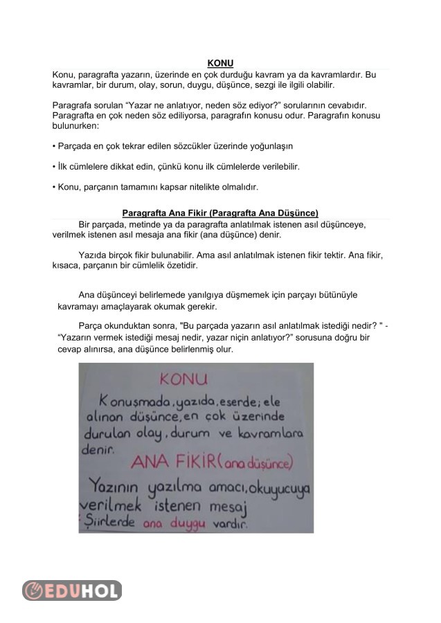 Paragrafta/Metinde Konu-Ana Fi... | Eduhol - Ders Videoları İzle Online ...
